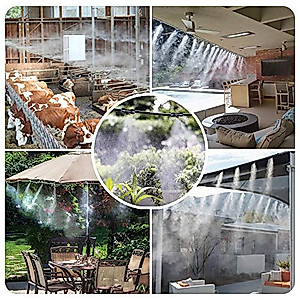 Hourleey 50 Ft Mister System, Outdoor Misting Cooling System with 50 Feet Misting Tube, 20 Brass Mist Nozzles and 3/4" Brass Adapter for Garden Patio Greenhouse and Trampoline