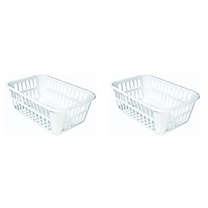 STERILITE Medium Plastic Basket, White, Pack of 2