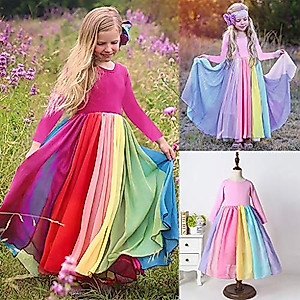 Kids Baby Toddler Girls Princess Dress Rainbow Splice Pageant Gown Birthday Party Dresses for 1-5 Years Old (2-3 Years Old, Hot Pink)