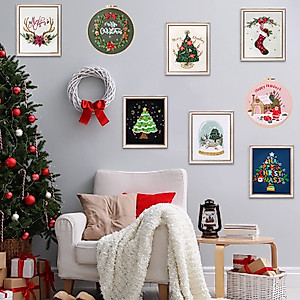 Canlierr 10 Sets Embroidery Kit with Patterns and Instructions DIY Adult Beginner Embroidery Kits for Beginners Adults Embroidery Supplies (Christmas Style)