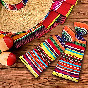 100 Pcs Mexican Fiesta Cellophane Treat Bags Party Favor Bag Cinco De Mayo Party Decorations, Mexican Candy Bags Fiesta Party Bags Goodie Gift Bag for Mexican Party Birthday, with 150 Red Twist Ties