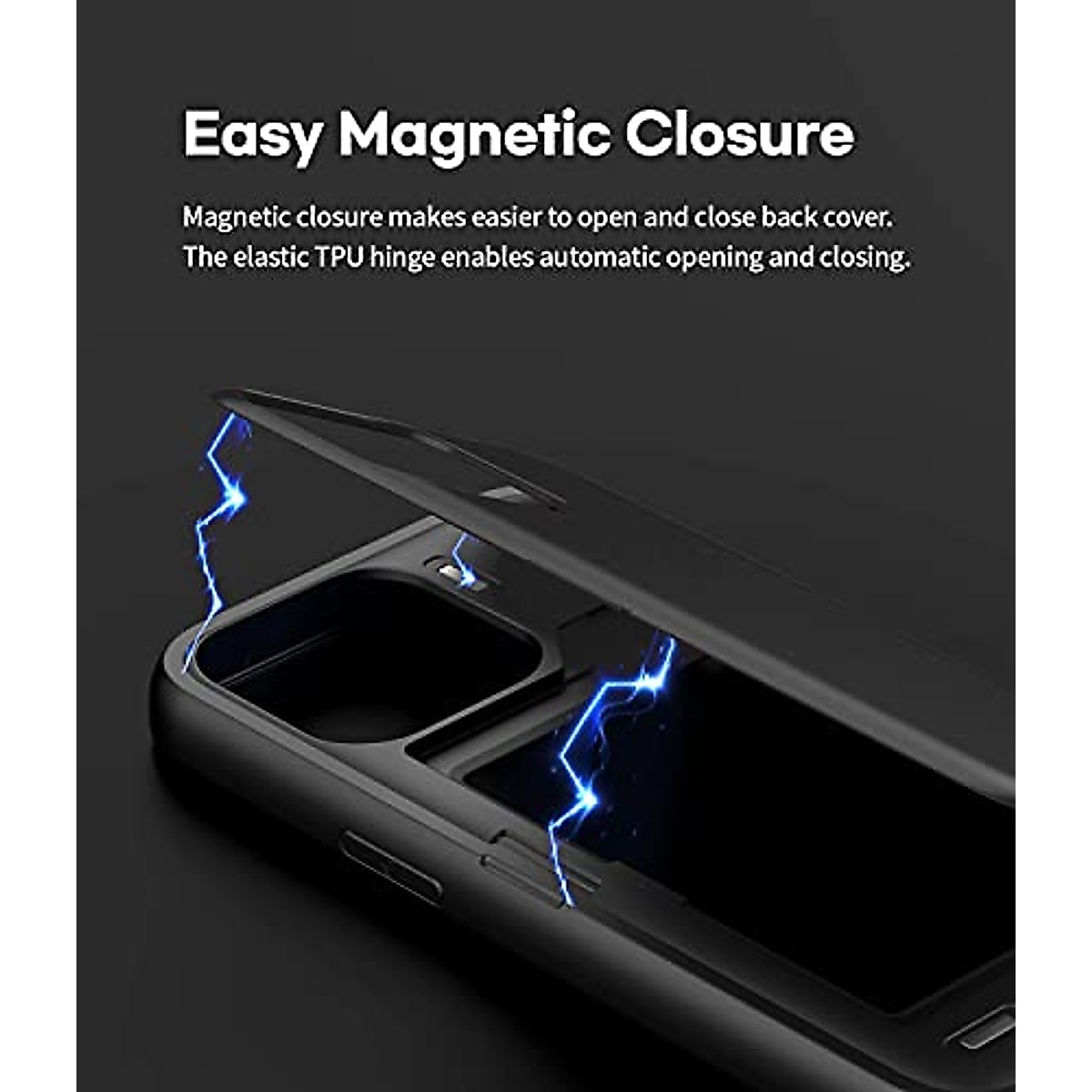 GOOSPERY Magnetic Door Bumper Compatible with iPhone 13 Pro Case, Card Holder Wallet Case, Easy Magnet Auto Closing Protective Dual Layer Sturdy Phone Back Cover - Black