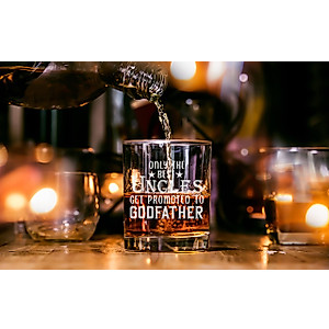 CARVELITA Only The Best Uncles Get Promoted To Godfather 11 oz Whiskey Glass, Special Godparent Gift, Communion Baptism Gift, Will you be my Godfather Gift - Best Gift For Godfather