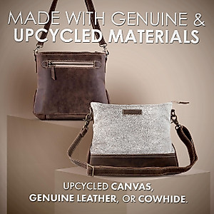 SIXTEASE Womens Shoulder Bag Vintage Style Shoulder Bags for Women - Made with Genuine Leather, Upcycled Canvas, or Hair On - Handmade, Adjustable Strap, Brass and Zinc Hardware - Raffle