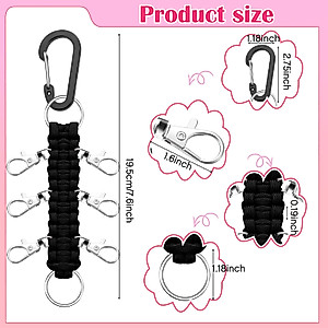 Berlune 10 Pcs Cheer Bow Holder for Backpack Paracord Keychain Cheer Bow Keychain for High School Cheerleading Teen Girls (Black)
