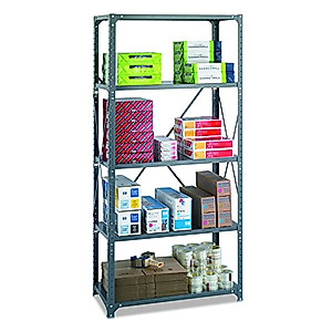 Safco Products 6266 Commercial Shelf Kit 36" W x 18" D x 72" H with 5 Shelves, Gray