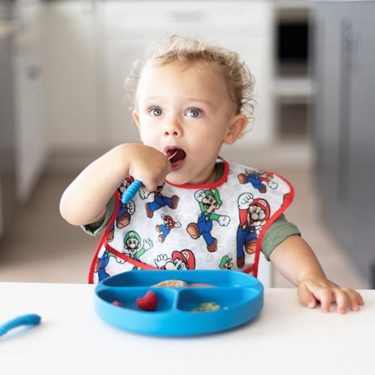 Bumkins Nintendo Bibs for Girl or Boy, SuperBib Baby and Toddler for 6-24 Months, Essential Must Have for Eating, Feeding, Baby Led Weaning, Mess Saving Waterproof Soft Fabric, 2-pk Super Mario