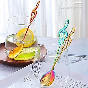 Table Spoons Music Note Spoons 8-Pack Teaspoons Colorful Dessert Spoon,304 Stainless Steel Musical Notation Shaped Coffee Spoons (multi-color) Soup Spoons (Size : S8)