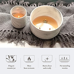 Hidden Label Large Candle,3 Wicks 14.8oz Vanilla Caramel Ceramic Jar Candle,Soy Candles for Home Scented, Candle Gift for Women