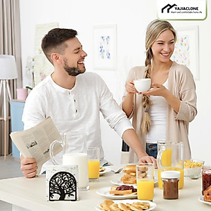 YAJIACLONE Tree of Life Black Metal Napkin Holder for Table-Stocking Stuffers for Adults Women,Napkin Holders for Paper Napkins with Sturdy & Quality Material, Cushioned Base, Large Storage Capacity.