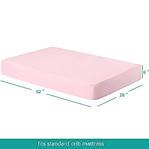 Biloban Crib Sheets Girl 2 Pack, Fitted Crib Sheet for Standard Crib Mattress, Cozy Toddler Crib Sheets Girls, Microfiber, Grey and Pink