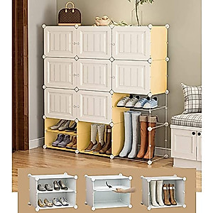 KOUSI Shoe Racks 96 Pairs Shoe Organizer Narrow Standing Stackable Shoe Storage Cabinet Space Saver for Entryway, Hallway and Closet, Honey color
