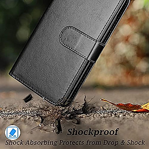 YJROP for Schok Volt SV55 Case, for Schok Volt SV55 Wallet Case, PU Leather Wrist Strap Card Slots Shockproof Protective Flip Cover Phone Case for Schok Volt SV55 SV55216, Black