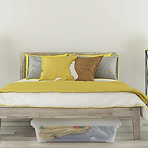 Yarebest 3-pack Large Underbed Storage Box, Shallow Clear Storage Bins with Lids and Wheels, 40 Quart