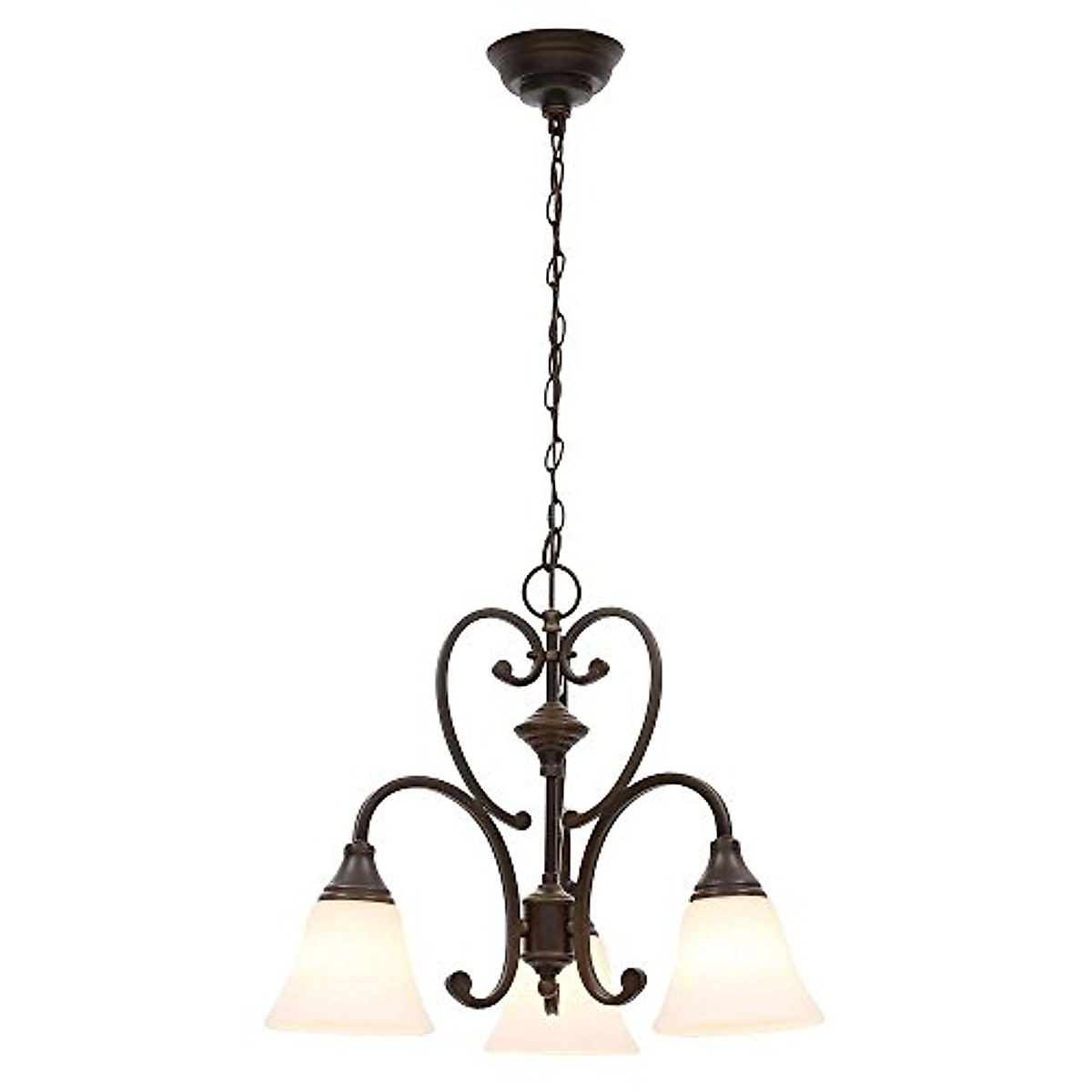 Hampton Bay Somerset 3-Light Bronze Chandelier with Bell Shaped Frosted Glass Shades