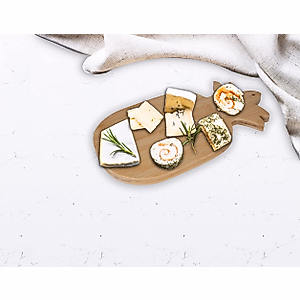 Vastigo Pineapple Shaped Bamboo 12.75” x 7” Serving and Cutting Board – for Serving Appetizers, Cheeses, Charcuterie, Decoration and More