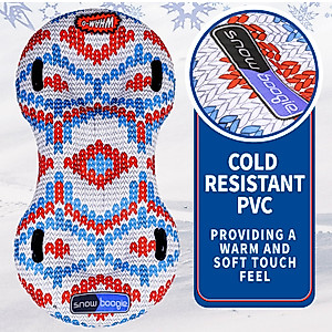 Snowboogie Super Double SnowTube 64" | Double Rider Snow Sleds | Inflatable Sled with Soft Handles | Slick Bottom for Speed & Control | Snow Sledding for Adults & Children | Nordic knit pattern design