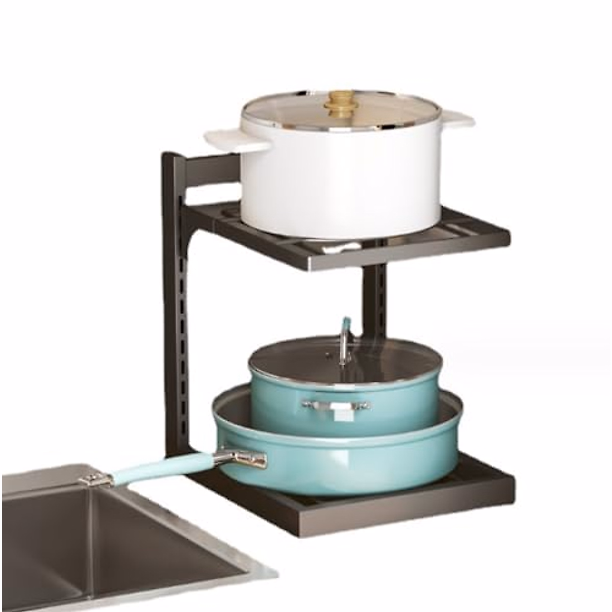 Pots and Pans Organiser Under Sink Storage Adjustable Height,Bathroom Countertop Storage Drawer Rack,for Kitchen Laundry Room Cabinet Basket