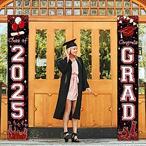 Class of 2023 Banner Maroon Graduation Party Decorations Congrats Grad Banner Hanging Door Porch Signs for 2023 University and Senior High School Graduation Decorations