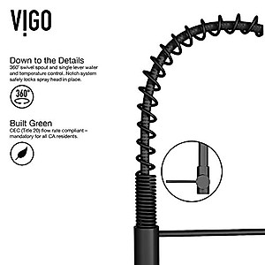 VIGO VG02032MBK2 22" H Laurelton Single-Handle with Pull-Down Sprayer Kitchen Faucet with Soap Dispenser in Matte Black