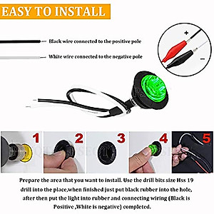 PSEQT 3/4" LED Rock Lights Round Underglow Wheel Fender Side Marker Clearance Lights with Bullet Grommets Waterproof for Trailer Golf Cart Offroad Wrangler Truck RV UTV ATV (Green, 10Pcs)