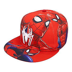 Marvel Comics Mens Spiderman Character Costume Embroidered/Printed Snapback Flatbrim Baseball Cap Hat