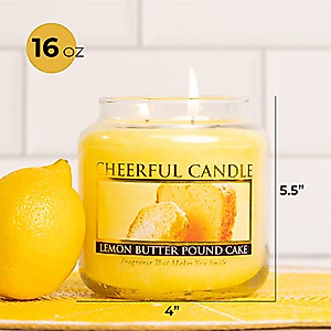 A Cheerful Giver - Lemon Butter Pound Cake Scented Glass Jar Candle (16 oz) with Lid & True to Life Fragrance Made in USA