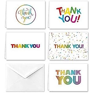 Paper Frenzy Rainbow Thank You Note Cards and Envelopes - 25 pack