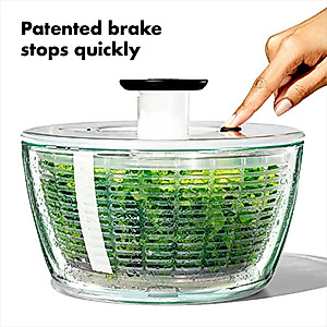 OXO Good Grips Glass Salad Spinner, Large/6.22 Quart, Clear