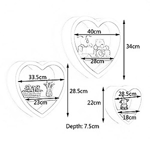 Set of 3 Heart-Shaped Floating Hexagon Shelves Set Wall Bracket Gloss Display Shelf Rack for TV DVD (Color : Pink)
