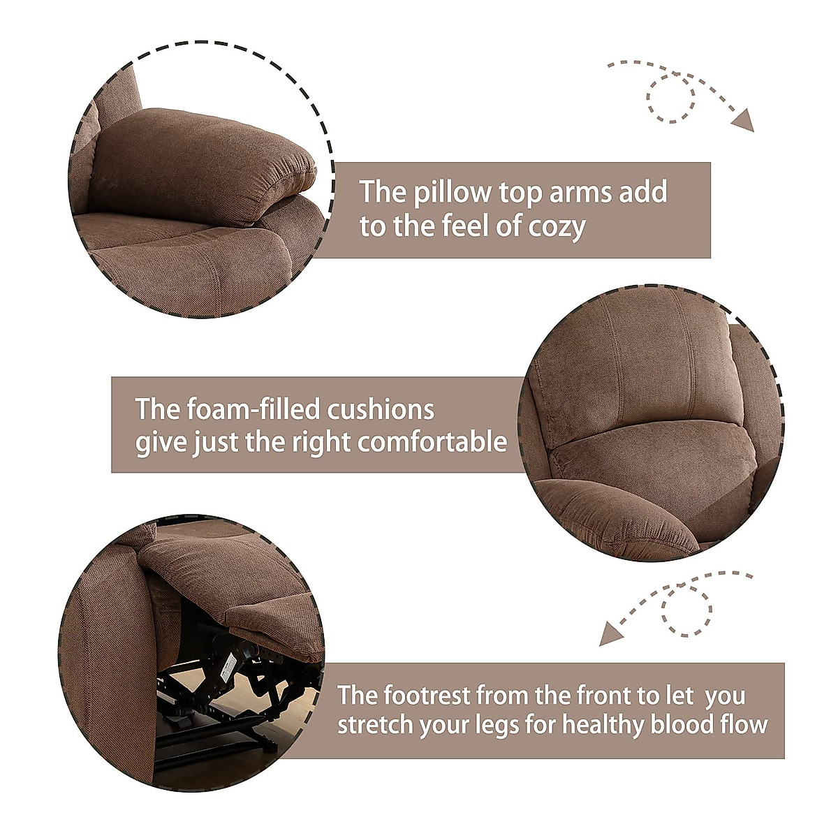 Plithzy Recliner Couch for Living Room, 73" Reclining Sofa Corduroy Fabric, Manaul Recliner Loveseat with Console Storage and Cup Holders (Loveseat, Brown)