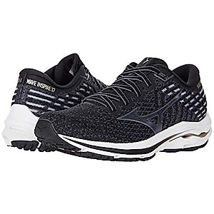 Mizuno Women's Wave Inspire 17 Running Shoe, Black-Platinum, 8