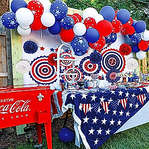 Ivenf Bunny Chorus 4th of July Decorations Set 62pcs: Red White Blue Independence Day Patriotic Decor, Large Paper Fans, Pom Poms, USA Flag Pennant Banner, Balloons, Star Streamer for Memorial Day