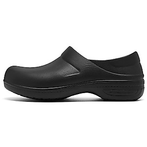 alcubieree Non Slip Work Shoes for Women,Slip Resistant,Waterproof,Oil-Proof,Ideal for Nurse Healthcare Crews,Kitchen Chef Food Service Restaurant Slip on Working Footwear Black Size 8.5