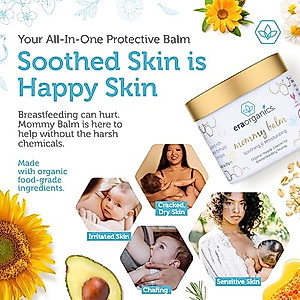 Era Organics Soothing Nipple Butter Breastfeeding Cream - Calming and Moisturizing for Chapped, Sensitive Skin - USDA Organic Nipple Cream For Breastfeeding - Baby Friendly Organic Nipple Balm