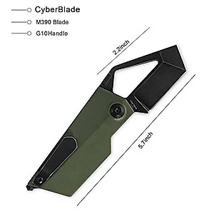 Kizer Cyber Blade Green G-10 Handle, M390 blade, Modern EDC Pocket Knife V2563A1