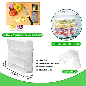 COMELLOW Bamboo Cutting Board with Containers, Lids, and Graters, Large Wood Chopping Board with Containers, Food Dropping Zone, Carving Board with Easy-grip Handle, Juice Groove