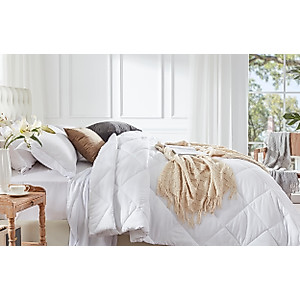 NexHome Down Alternative Solid Comforter Set Queen Size, Lightweight Comforter Set Thin Microfiber Reversible Autumn Spring Winter Bedding Comforter (Queen, White)