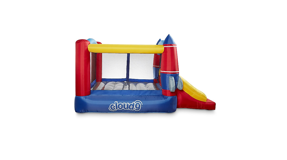 Cloud 9 Rocket Theme Inflatable Bounce House for Kids with Slide
