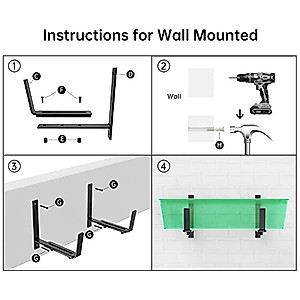 Y&M 6 PCS Adjustable Planter Box Brackets for Window Boxes Planters, Heavy Duty Wall Mounted Hooks Hangers for Flower Baskets Holder Durable, Hanging Brackets for Fence Patio Garden Balcony