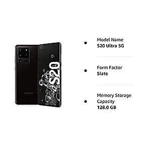 Samsung S20 Ultra 5G Factory Unlocked SM-G988U1 Cosmic Black 128GB - US Warranty (Renewed)