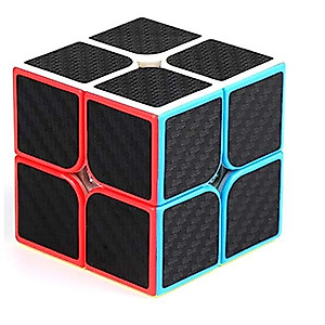 Cuberspeed MFJS MeiLong Carbon Fiber Cubic Gift Box Bundle Phantom Carbon Fiber Sticker Speed Cube 2x2 3x3 4x4 5x5 Stickerless with Black Sticker Puzzle