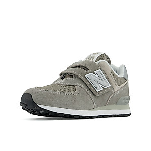 New Balance Kid's 574 Core Hook and Loop Sneaker, Grey/White, 1 Wide Little Kid