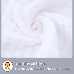 Sunny zzzZZ Muslin Burp Cloths, White, 10x20 Inch (Pack of 6)