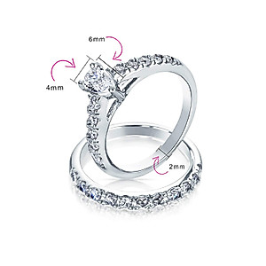 Personalize Traditional 1CT Pear Cubic Zirconia Teardrop or Round Solitaire Thin Pave Band AAA CZ Anniversary Engagement Wedding Ring Set For Women .925 Sterling Silver Customizable