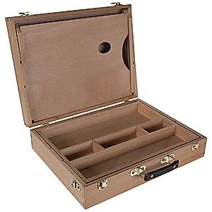 Master’s Touch Art Set - All Media Artist Supply Box - Briefcase Style Unfinished Wooden Artist Storage Box w/ 5 Compartments – Art Toolbox for Storing Paints, Stamps, Brushes, & Other Art Supplies