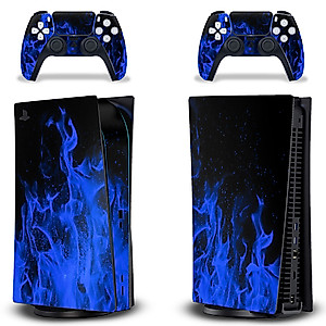 247 Skins Graphics kit Sticker Decal Compatible with PS5 Playstation 5 and DualSense Controllers - Ice Flame Blue
