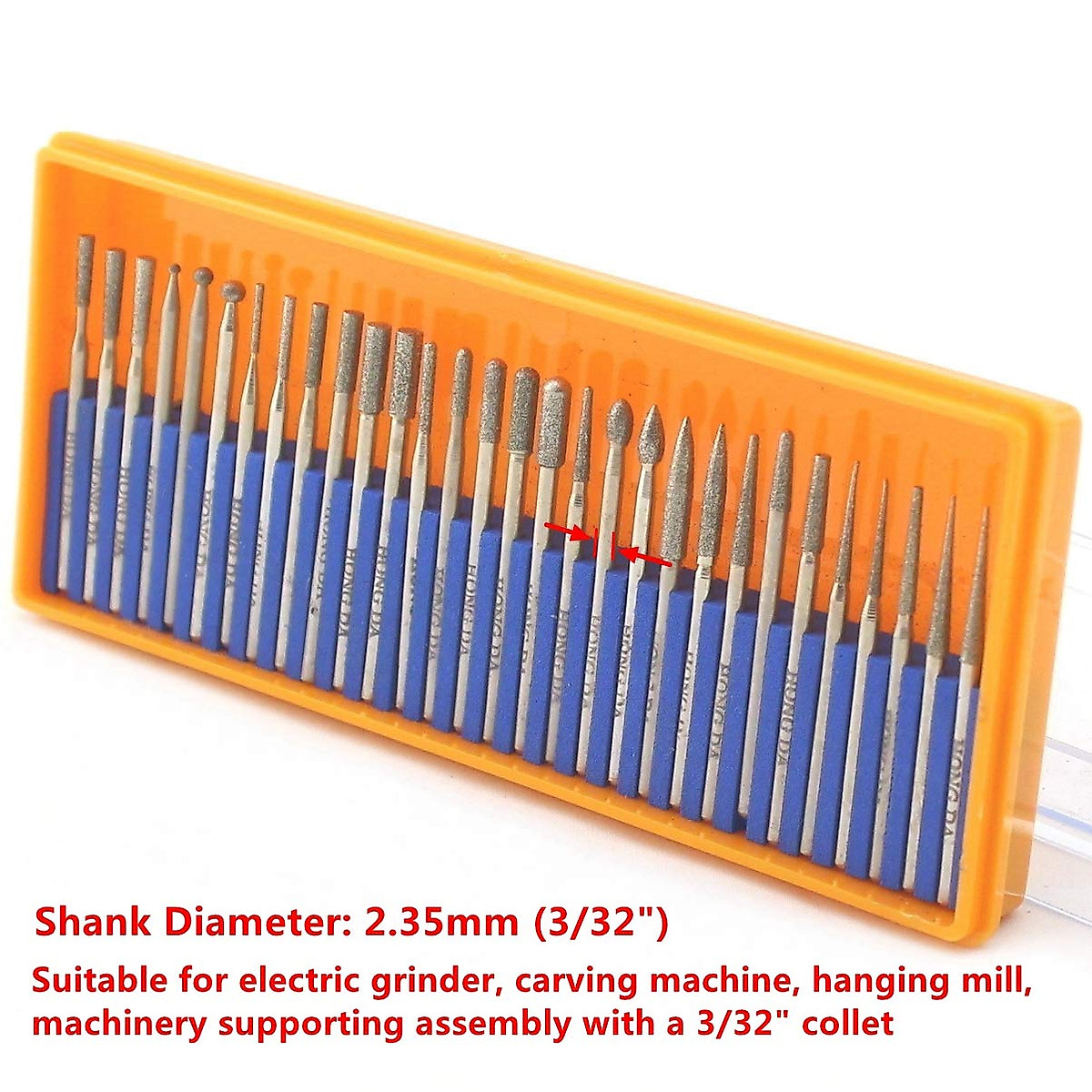 JINGLING Diamond Grinding Head Set Carving Bur Rotary Bit for Electric Nail Drill Shank 3/32"