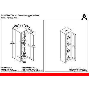 Ameriwood Home Farmington Wide Storage Cabinet, 18", Rustic