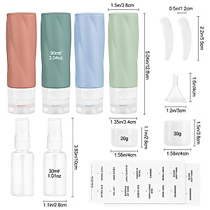 Silicone Travel Bottles Set for Toiletries - 14 Pack Leak Proof Travel Containers for TSA Approved Squeezable Refillable Travel Accessories for Shampoo Conditioner Lotion Body Wash (3.04 oz/Brown)